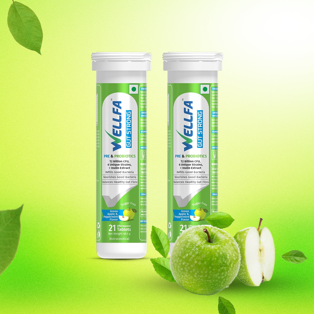 Buy Gut Strong Multi-Strain Probiotics + Prebiotic - 21 Tabs | Wellfa